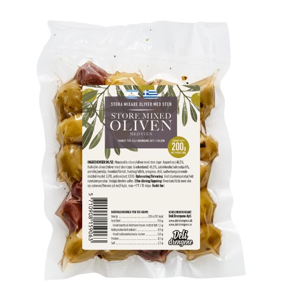 Mixed oliven 200g – Smagfuld blanding af grønne og sorte oliven